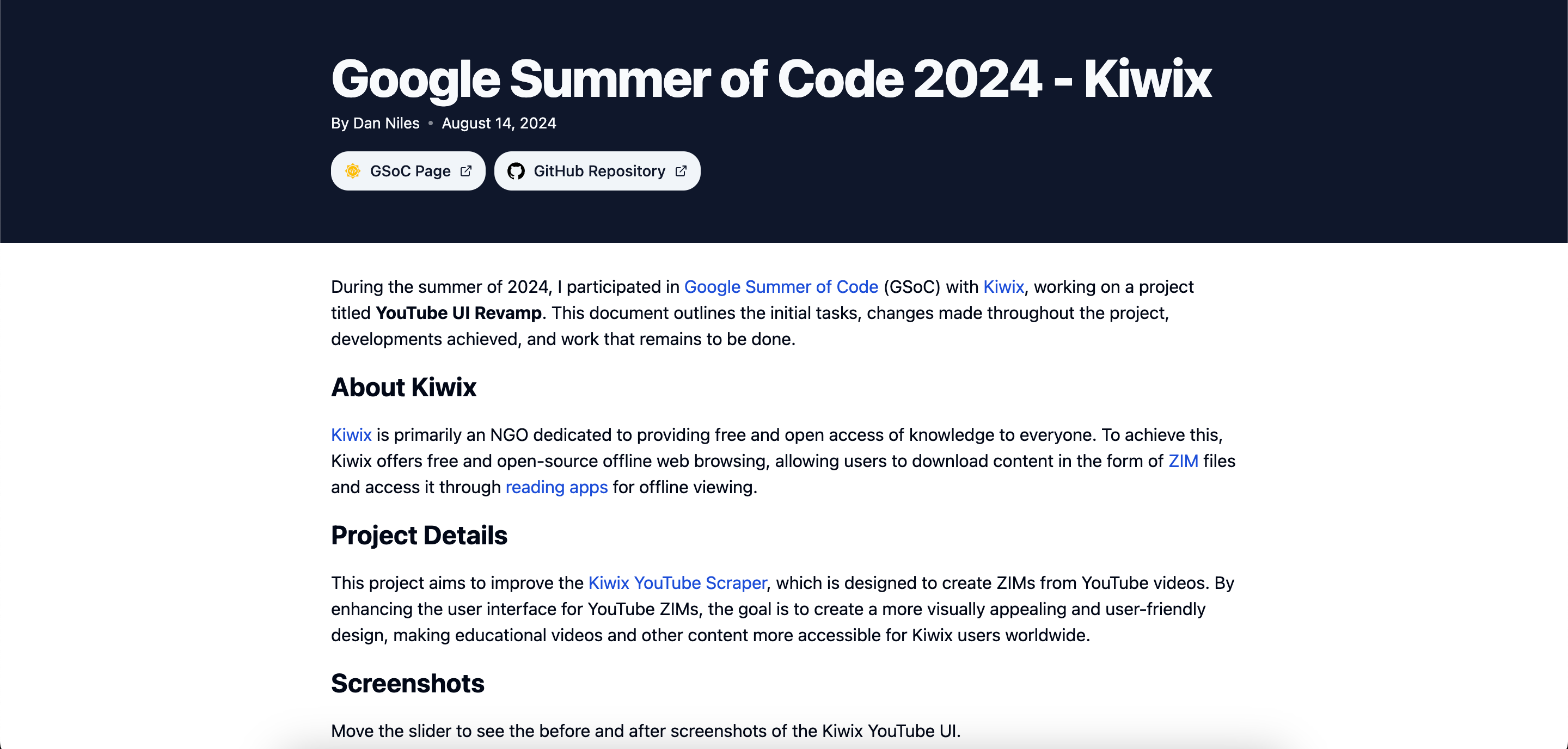 Google Summer of Code 2024 - Kiwix
